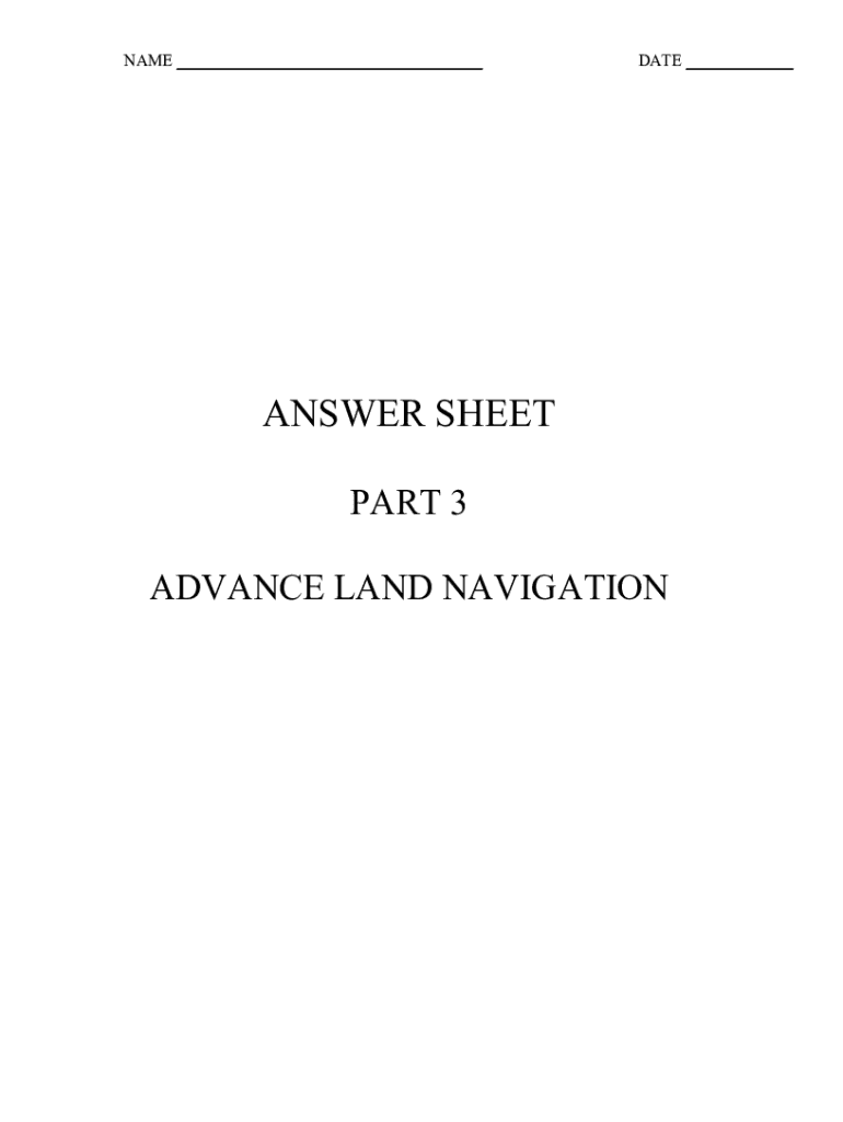 Fillable Online ANSWER SHEET PART 1 BASIC LAND NAVIGATION Fax Email ...