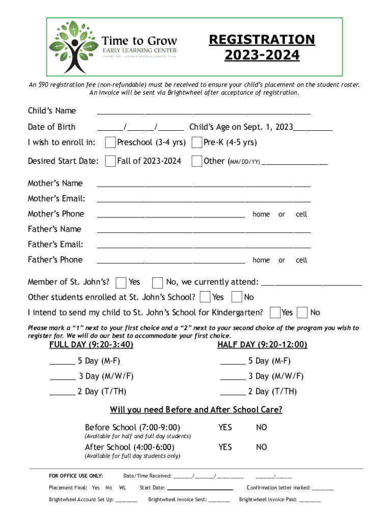 Fillable Online An $90 registration fee (non-refundable) must be ...