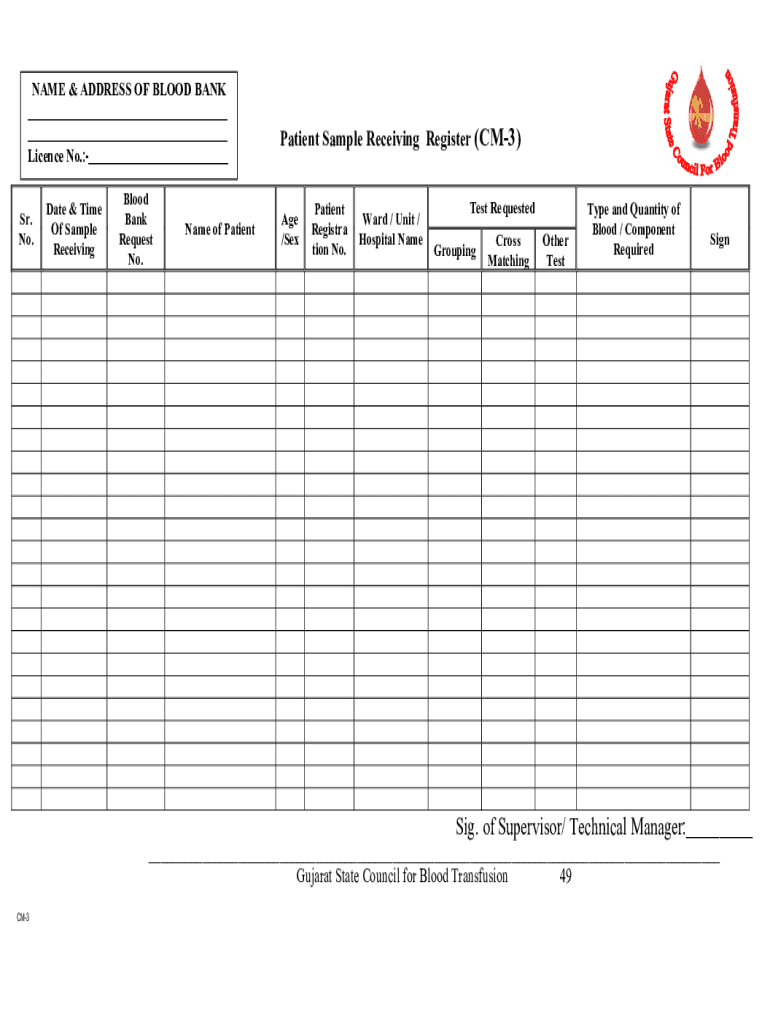 Fillable Online 3.Patient Sample receiving registerA4LANFinal Fax Email ...
