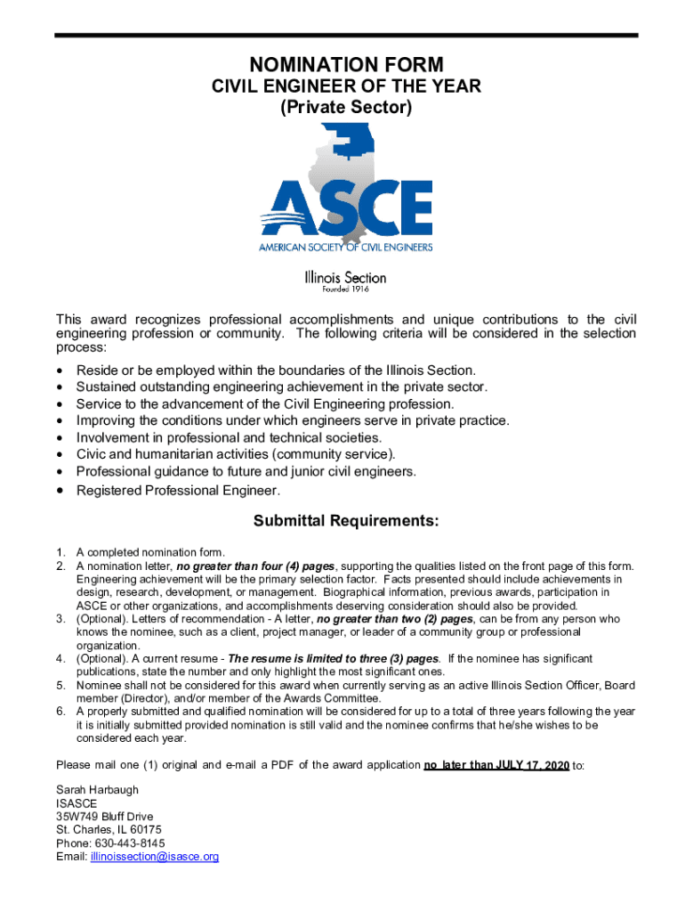 Fillable Online Government Civil Engineer of the Year Award Fax Email ...