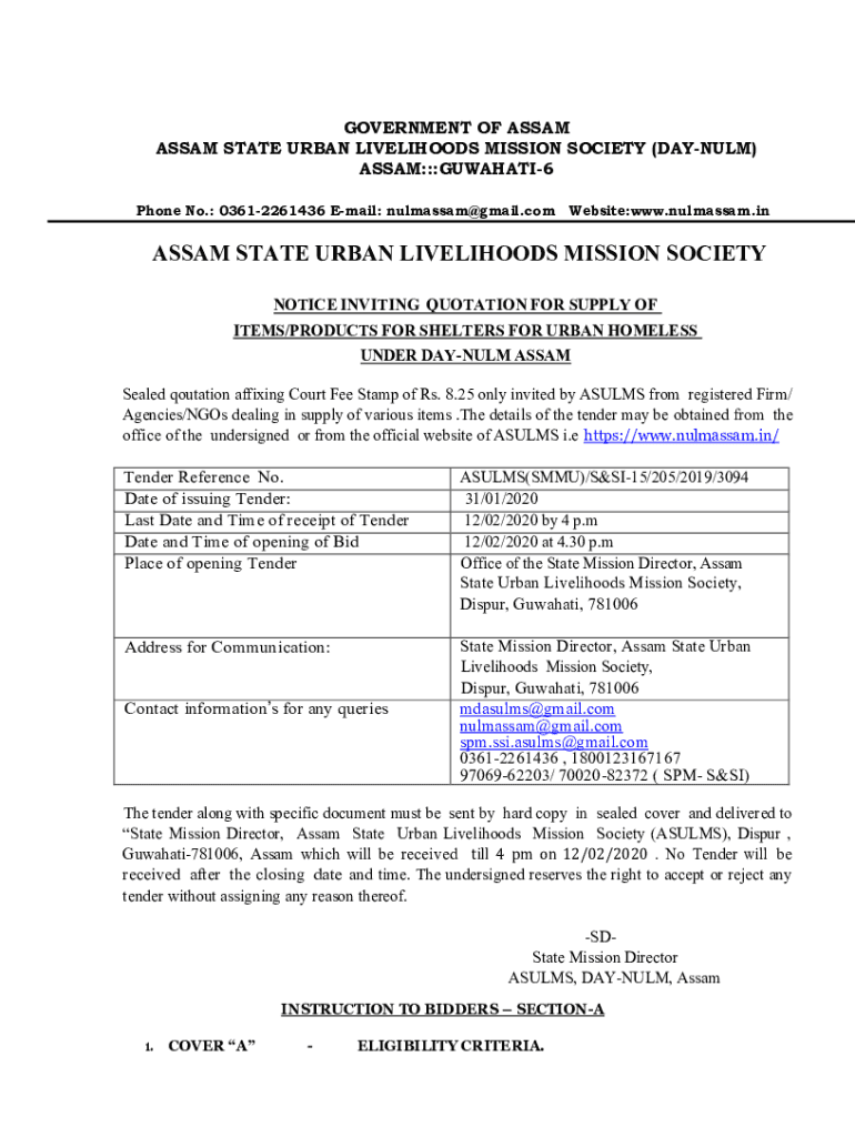 Fillable Online Assam State Urban Livelihoods Mission Society, Day-Nulm ...