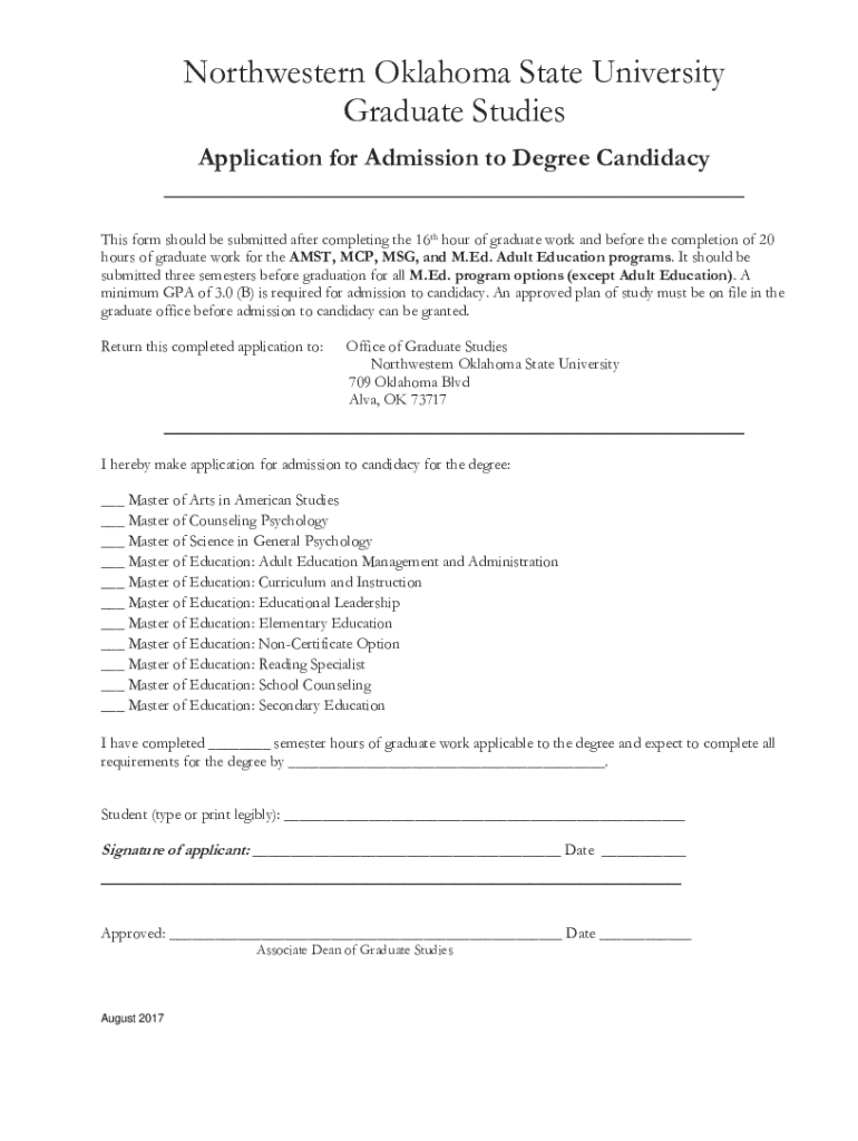 Fillable Online Graduate College - Application Process Fax Email Print - pdfFiller