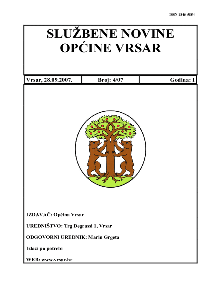 Fillable Online slubene novine opine vrsar Fax Email Print - pdfFiller