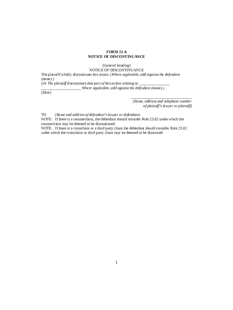 Notice Of Discontinuance Sample - Fill Online, Printable, ... Doc ...