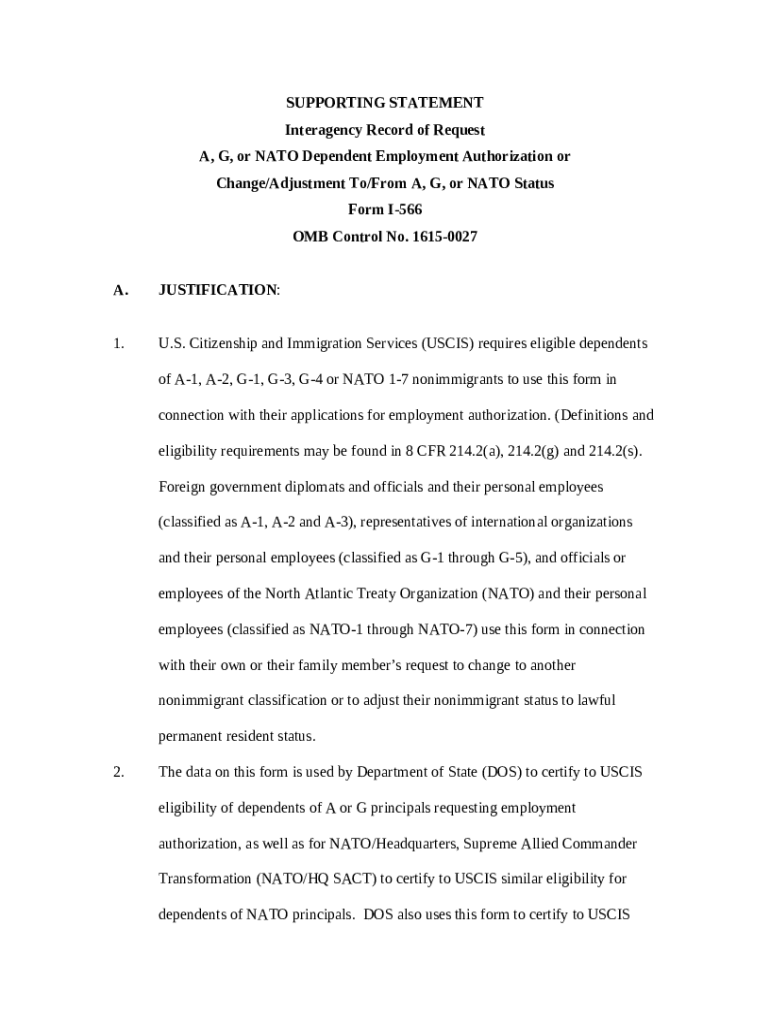 Instruction for I-566, Interagency Record of Request - Doc Template ...