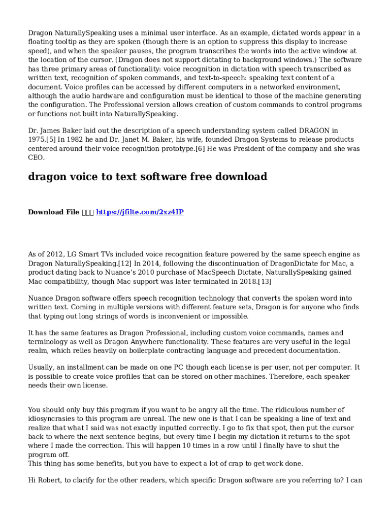 Fillable Online Dragon Voice To Text Software Free Download Fax Email ...