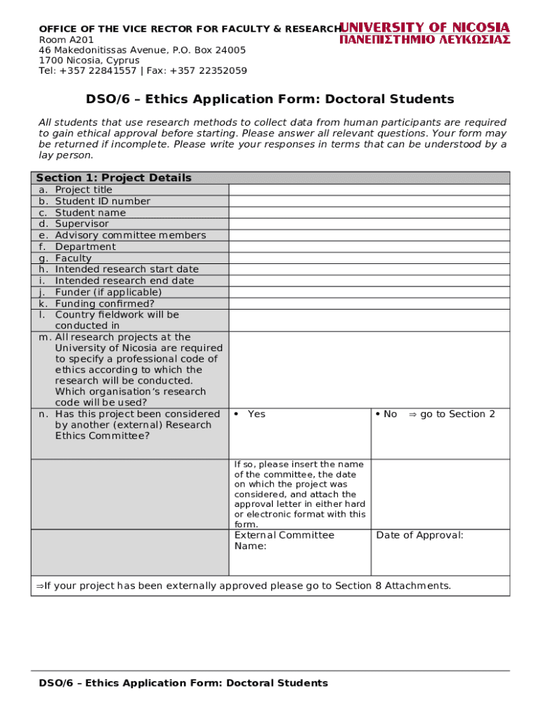 PHD/6Ethics Application : Doctoral Students Doc Template | pdfFiller