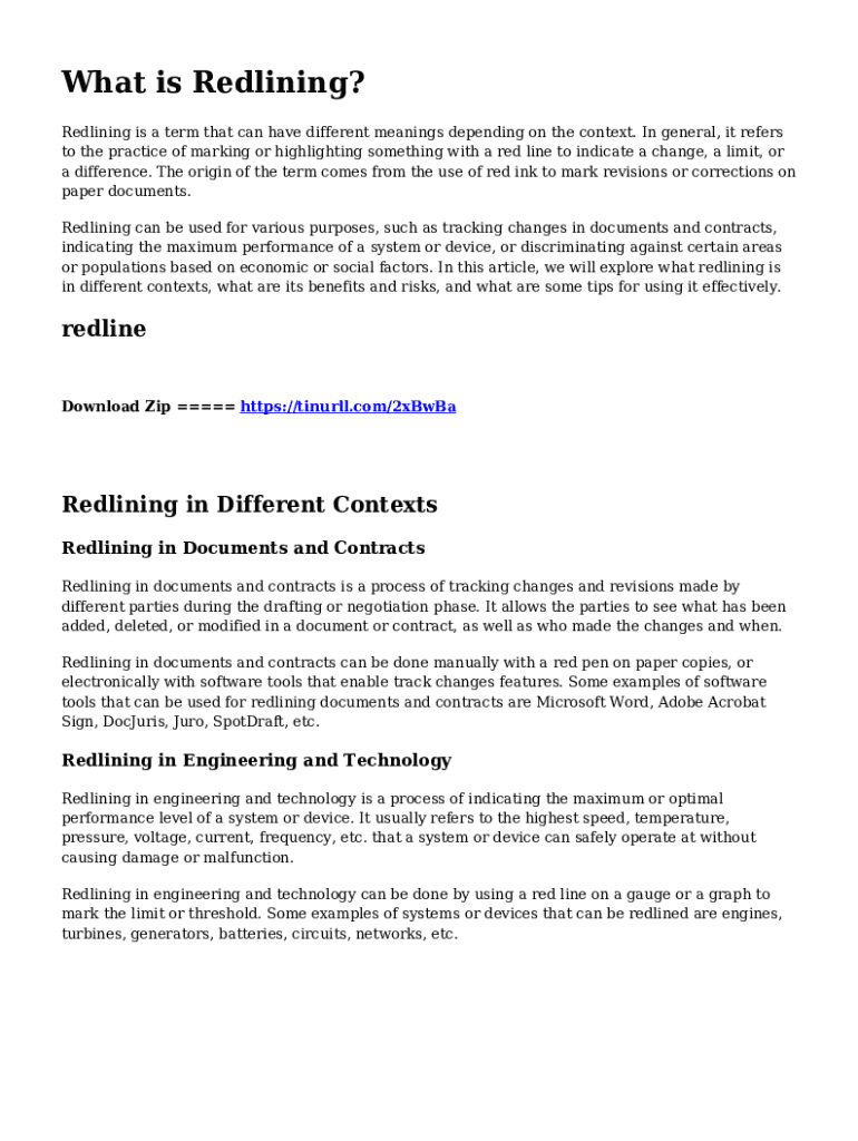 Fillable Online What Is Redlining? An Overview Of America's Legacy ...