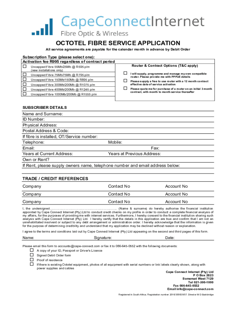 Fillable Online Fibre to the Home Service Agreement - NetCom Wireless ...