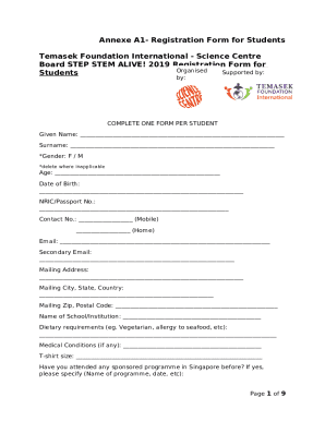 STEP STEM Alive! Registration - Students Doc Template | pdfFiller