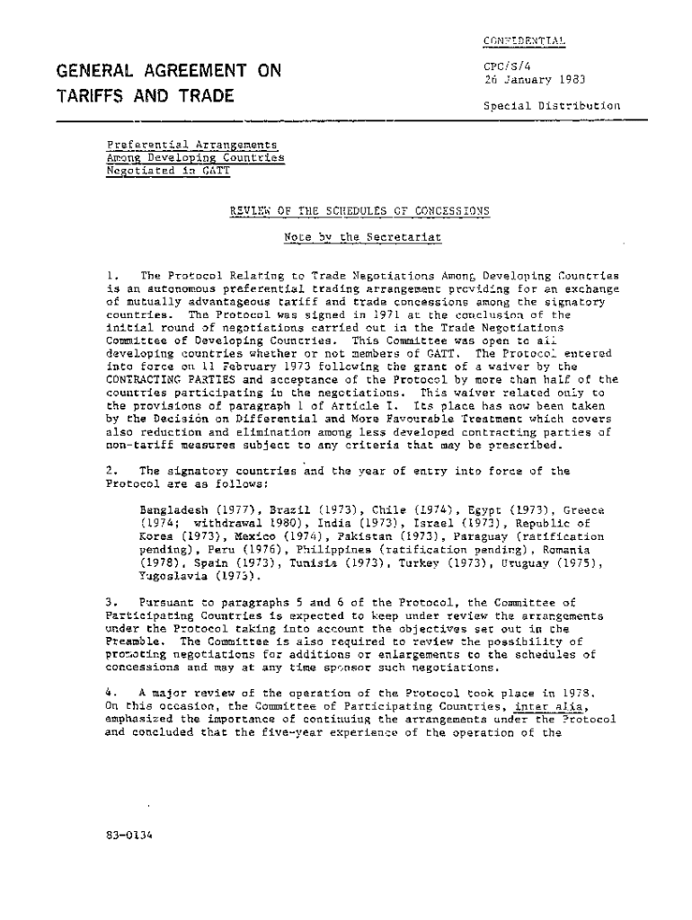 Fillable Online WTO Schedules & Tariff Information - International ...