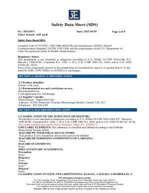 Fillable Online Complies with 91/155/EEC, 1907/2006 (REACH) and ...