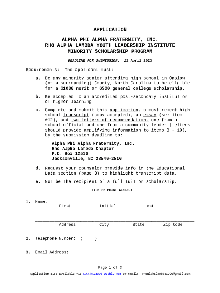 Alpha Phi Alpha Fraternity Inc., Rho Alpha Lambda Chapter Doc Template | pdfFiller