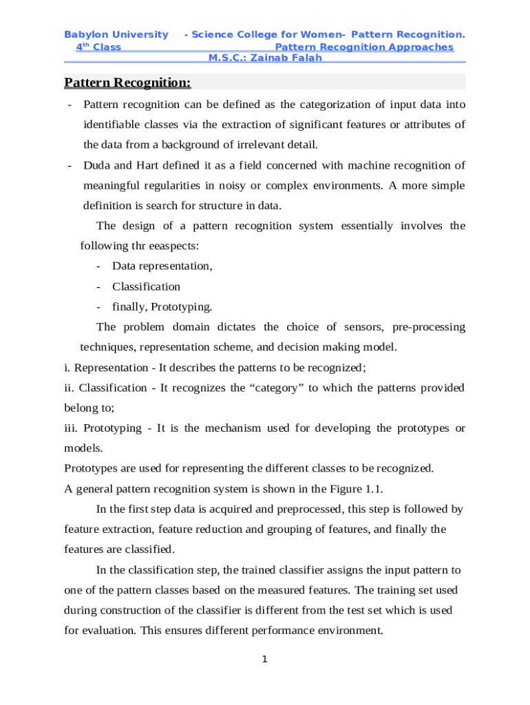 Pattern Recognition in Machine Learning Basics & ... Doc Template ...