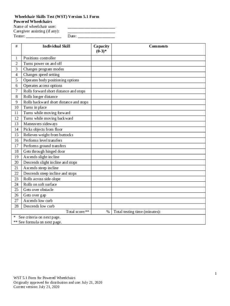 Q) to Assess Manual and Powered Wheelchair Doc Template | pdfFiller