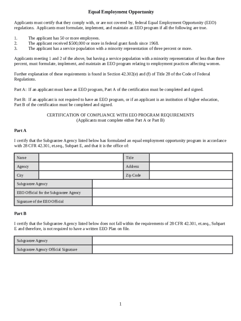 EEO Laws: What They Are And How To Be Compliant Doc Template | pdfFiller