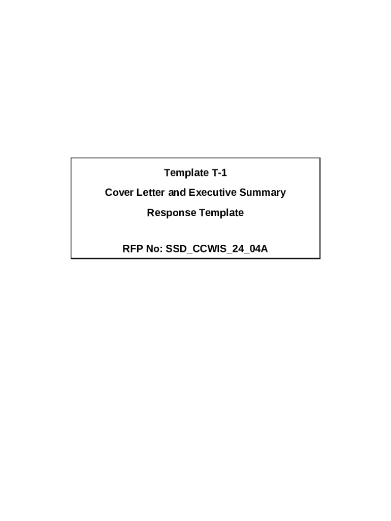 Template T-1Cover Letter and Executive Summary Doc Template | pdfFiller