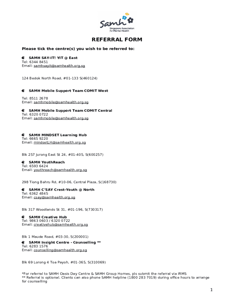General-Referral--SAMH.pdf Doc Template | pdfFiller