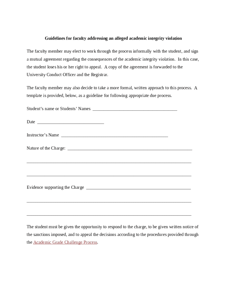 Template for Filing an Academic Integrity Complaint Doc Template ...