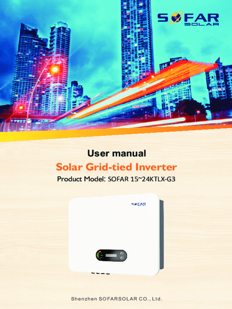 Fillable Online SOFARSOLAR Solar Grid-tied Inverter User Manual Fax ...