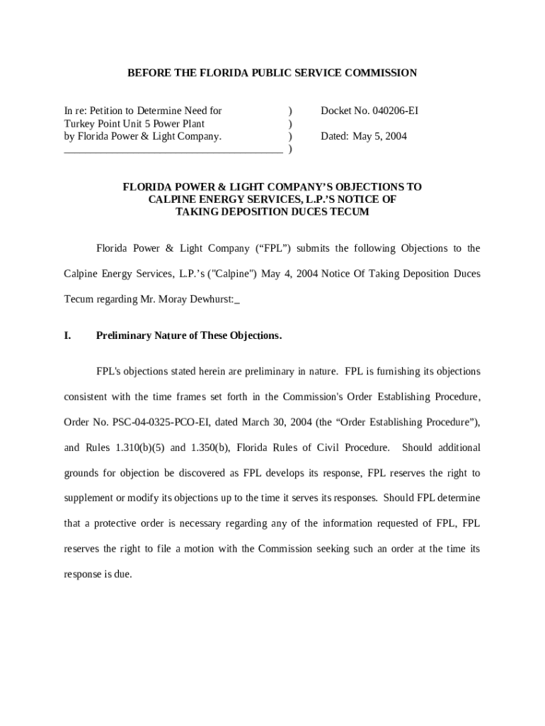 Specific Objections Doc Template | pdfFiller