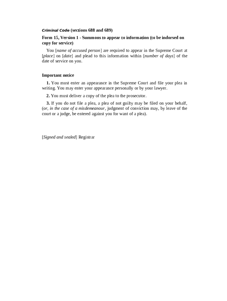 Criminal Practice Rules - 15. Criminal Practice Rules - Summons to ...