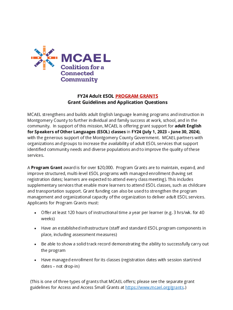 Fillable Online FY24 ACCESS SMALL Grant Guidelines and Application ...