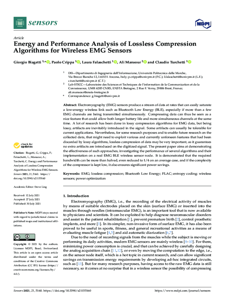 Fillable Online Energy and Performance Analysis of Lossless Compression Algorithms for Wireless ...