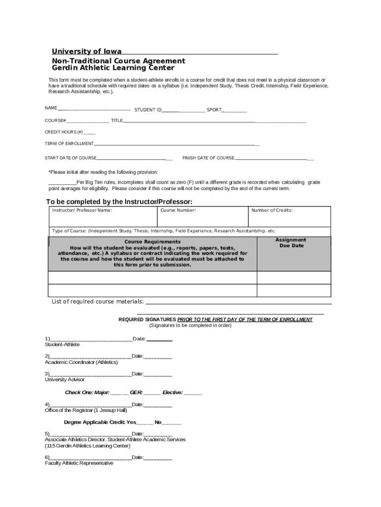 Non-Traditional Course Agreement Doc Template | pdfFiller
