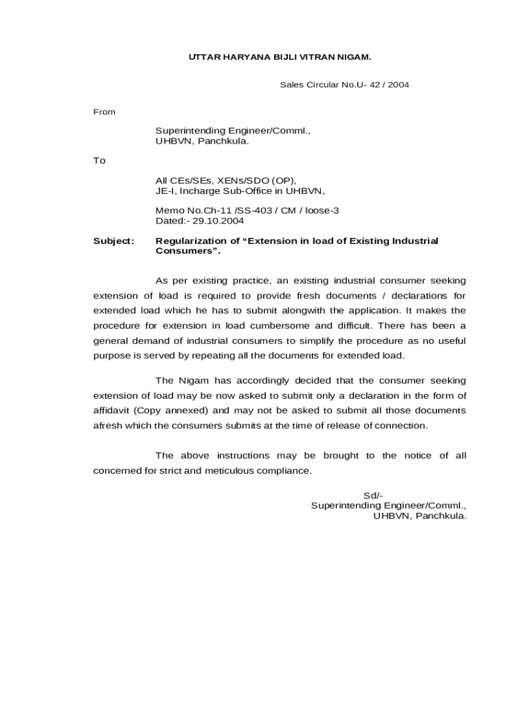 UTTAR HARYANA BIJLI VITRAN NIGAM Sales Circular No. u - uhbvn org Doc ...