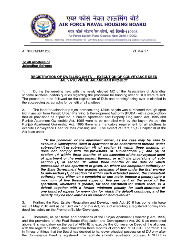 Fillable Online EXECUTION OF CONVEYANCE DEED Fax Email Print - pdfFiller