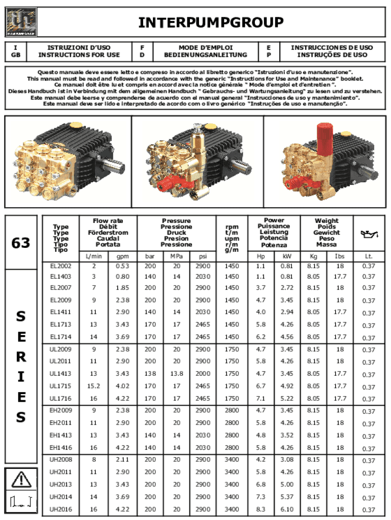 Fillable Online Interpump Group 50 Series Instructions For Use Manual Fax Email Print - pdfFiller