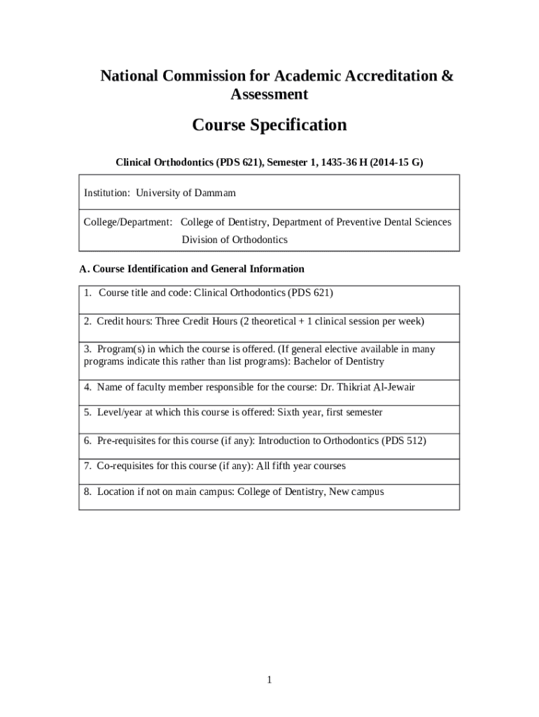 Accreditation Standards for Orthodontics Programs Doc Template | pdfFiller