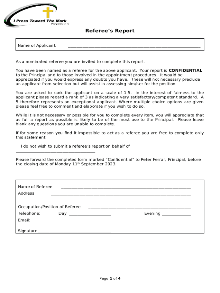 Confidential Applicant Reference Doc Template | pdfFiller