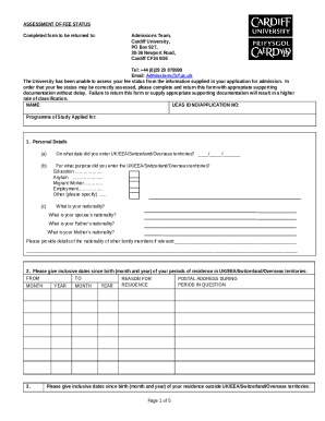 Advice for Applicants Fee Status Assessment Doc Template | pdfFiller