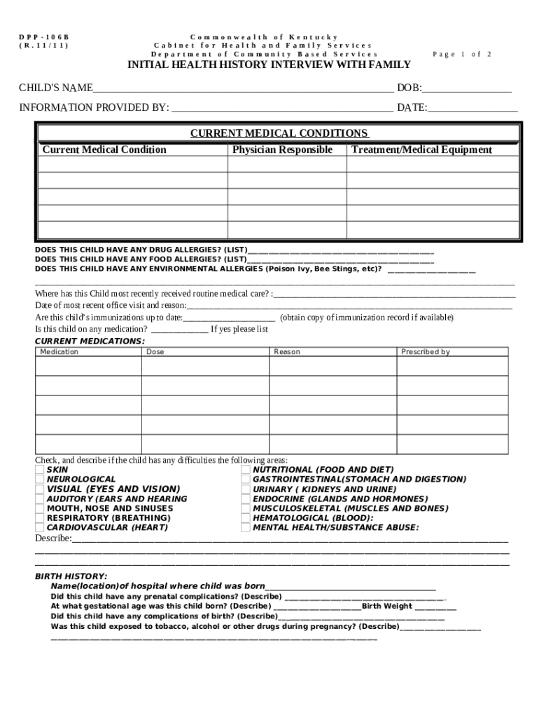 Initial Health History Interview with Family Doc Template | pdfFiller