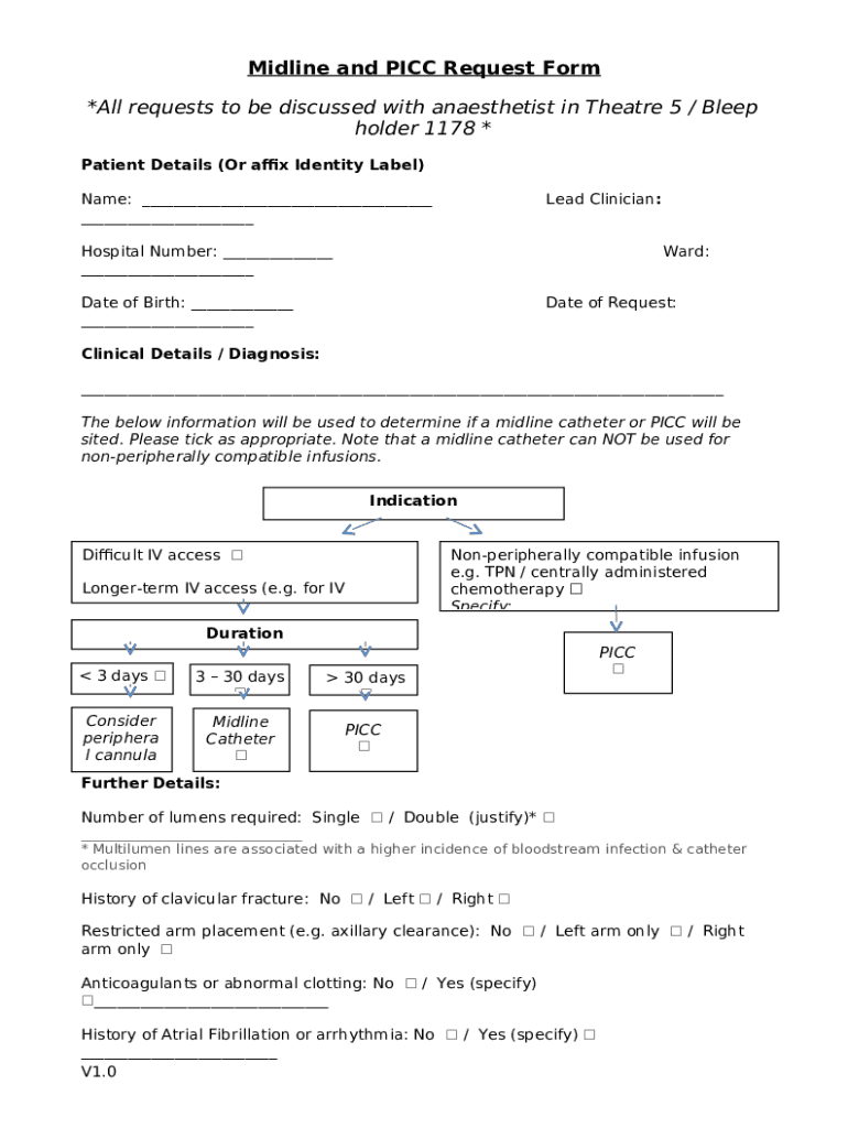 SAMPLE MIDLINE ORDER SET Doc Template | pdfFiller