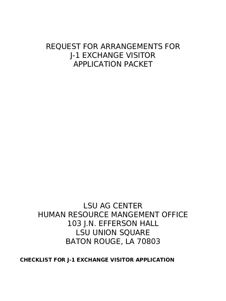 EXCHANGE VISITOR (J-1) APPLICATION Doc Template | pdfFiller