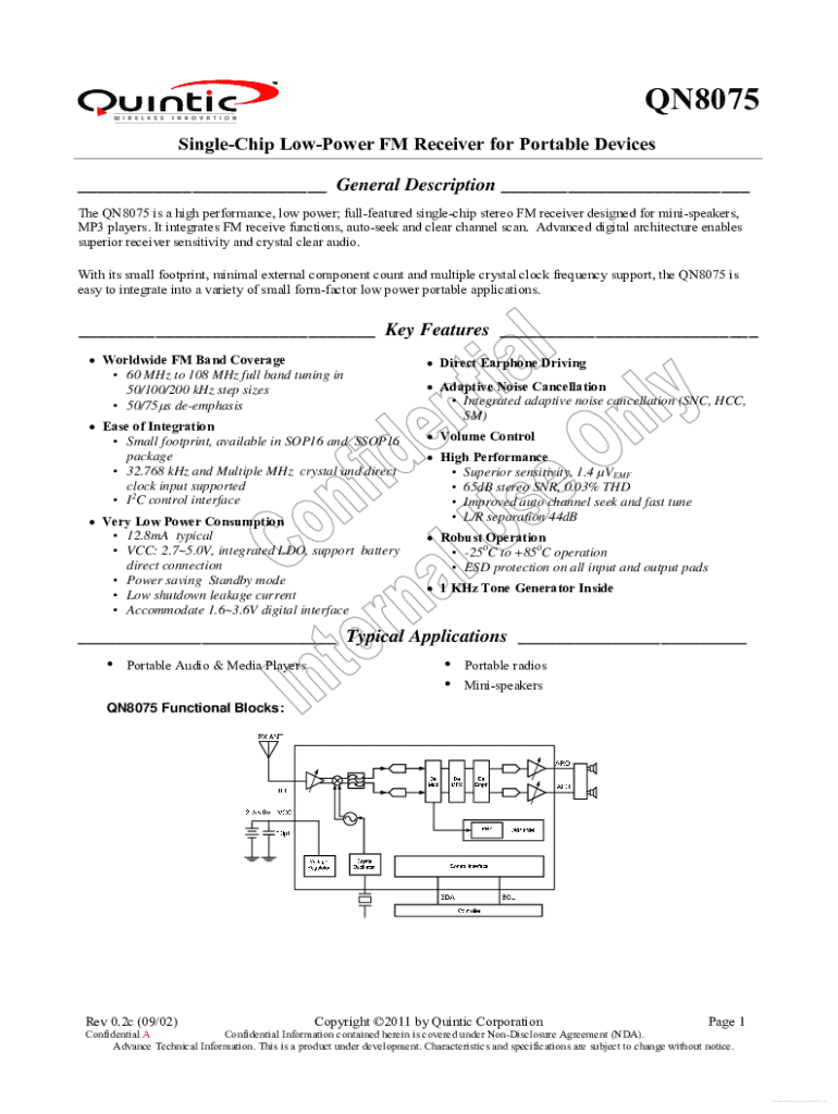 Fillable Online PDF QN8075 Data sheet ( Hoja de datos ) Fax Email Print ...
