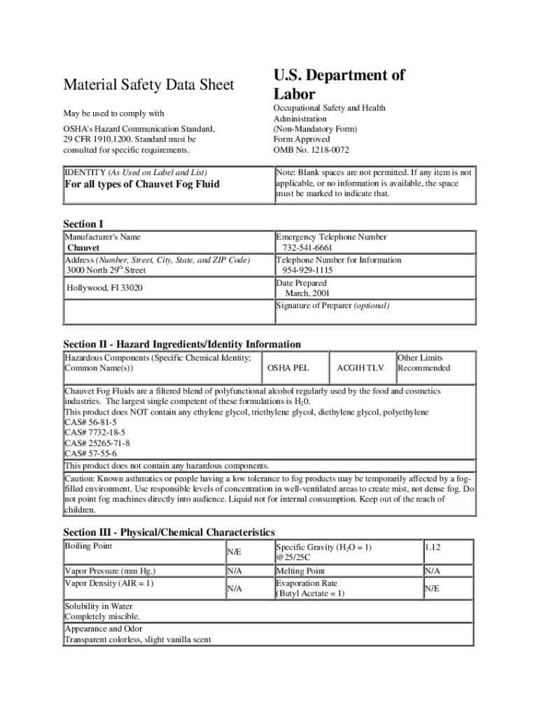 Fillable Online OSHA 174 - MATERIAL SAFETY DATA SHEET Fax Email Print ...