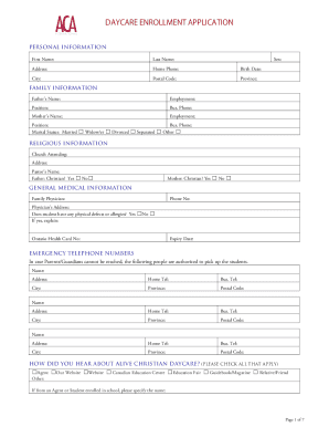 Fillable Online Daycare Application FINAL.doc Fax Email Print - pdfFiller