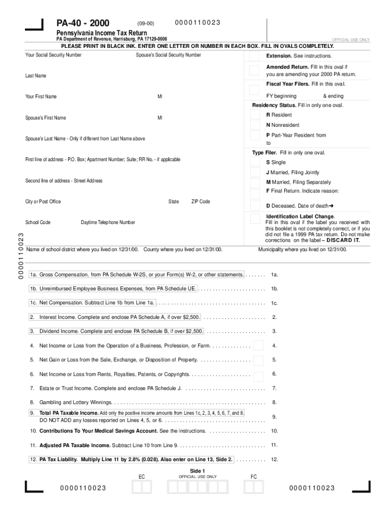 Fillable Online pa-40 fill-in form Fax Email Print - pdfFiller