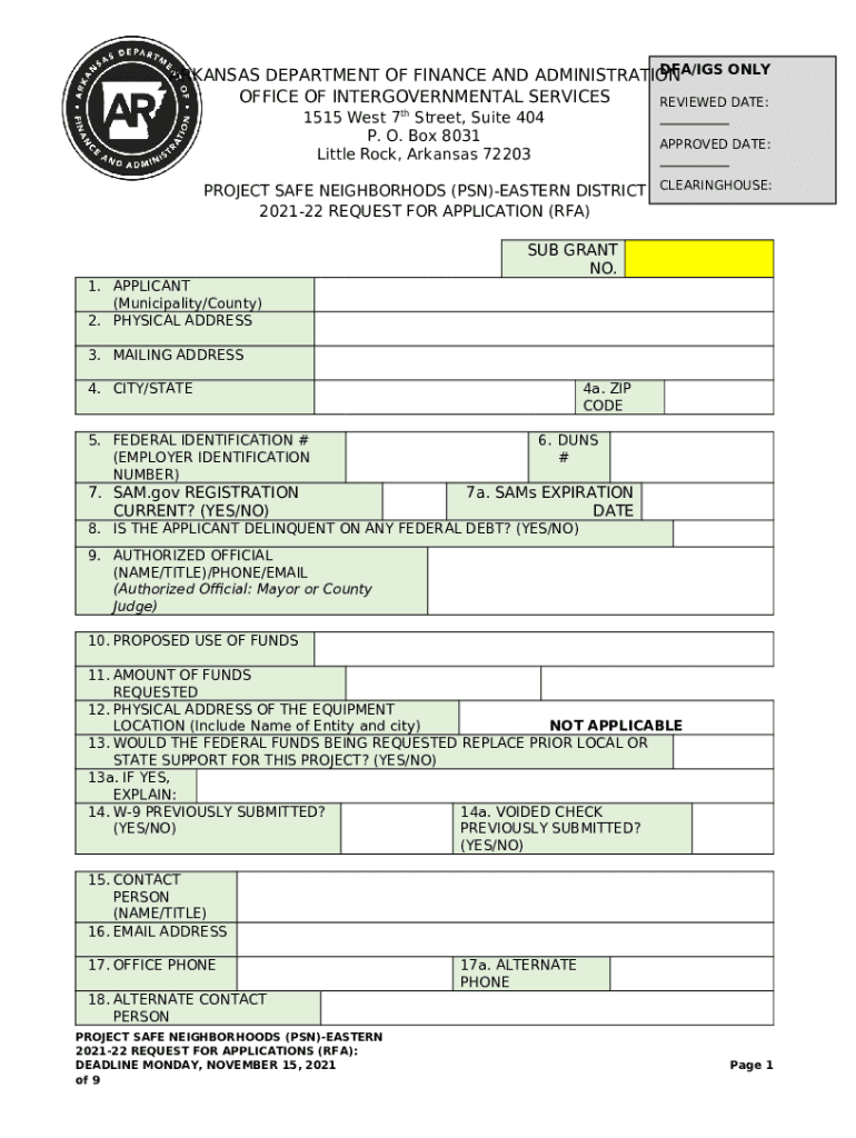 PSNRequest For Application (RFA) and Instructions Doc Template | pdfFiller