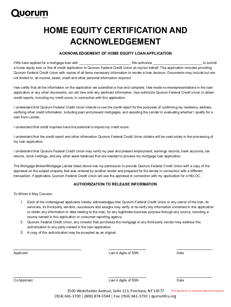 Fillable Online Home-Equity-Certification-and-Acknowledgement. ... Fax Email Print - pdfFiller