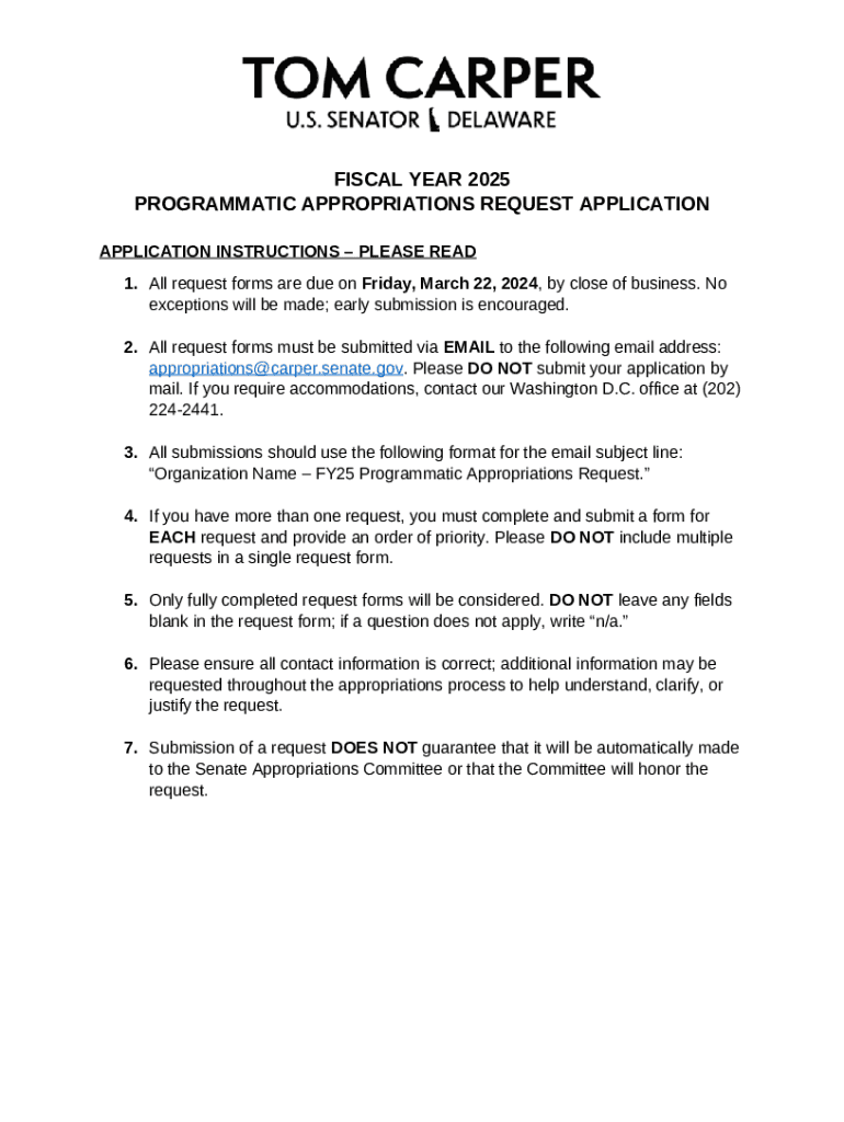 Appropriation Request Instructions Fiscal Year 2025 Doc Template ...
