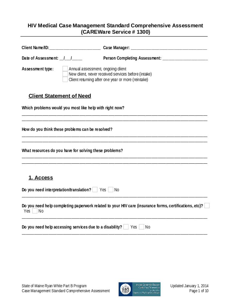 Montana Ryan White Part B Medical Case Management Doc Template | pdfFiller
