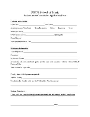 Fillable Online vpa uncg Student Artist Competition Application Form ...