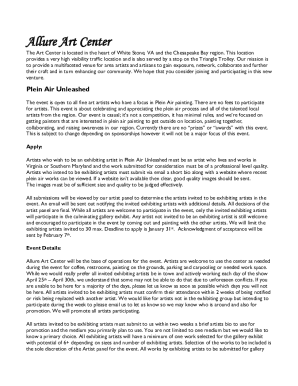 Fillable Online Fillable Online Art Center Exhibiting Artists Info ...