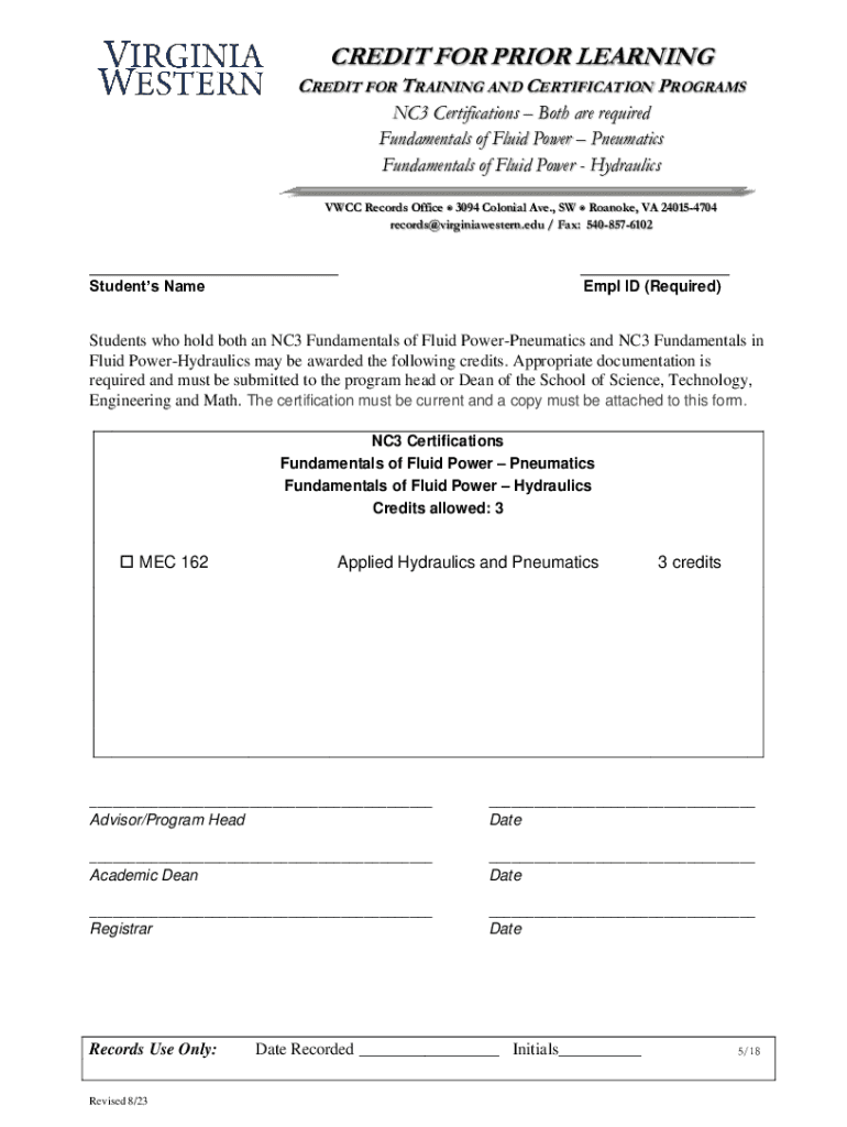 Fillable Online NC3 Certifications - Fundamentals of Fluid Power Fax ...