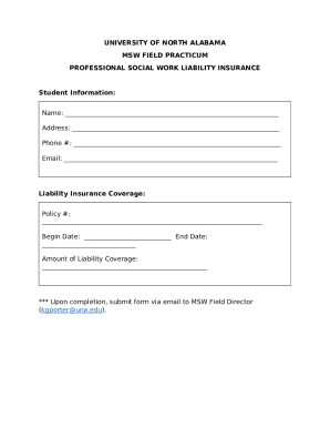 Professional Social Work Liability Insurance Doc Template | pdfFiller